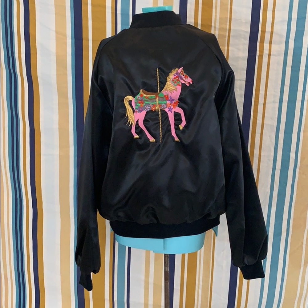 Vintage Embroidered Carousel Horse Wind Breaker - Gem
